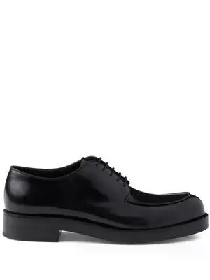 Prada Brushed Leather Derby Shoes - Black
