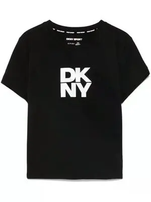 Dkny Foil Logo Cropped T-shirt - Black