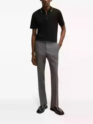 BOSS Half-zip Interlock-weave Polo Shirt