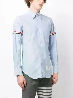 Thom Browne Rwb Stripe Cotton Shirt - Blue