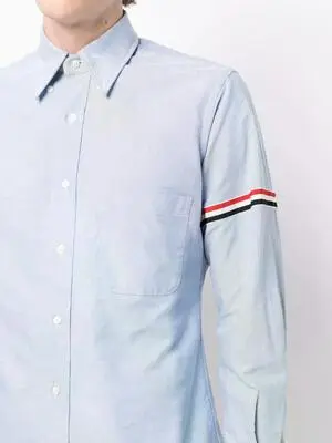 Thom Browne Rwb Stripe Cotton Shirt - Blue