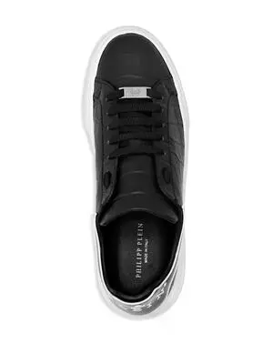 Philipp Plein Croc Effect Lace-up Sneakers - Black