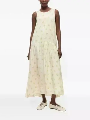 GANNI Floral-print Dress - Neutrals