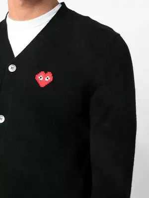 Play Comme Des Garcon Logo-patch Fine-knit Cardigan