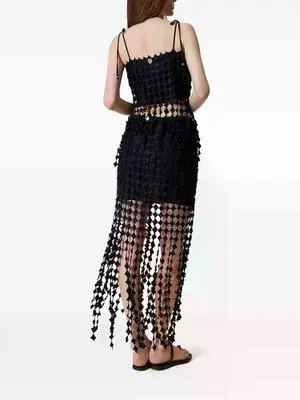 TWINSET High-waisted Midi Skirt With Fringe Detailing