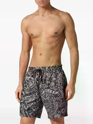 Philipp Plein Tattoo-print Drawstring Swim Shorts