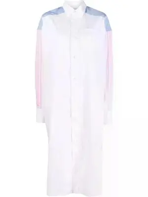 Maison Kitsuné Colour-block Cotton Shirt Dress - White