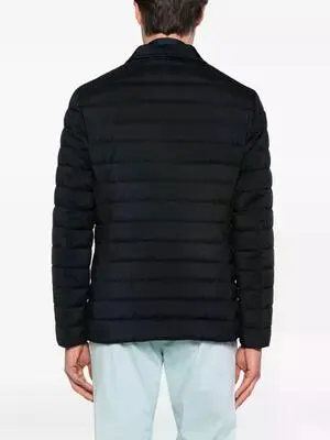 MOORER Padded Leather Trim Jacket - Blue