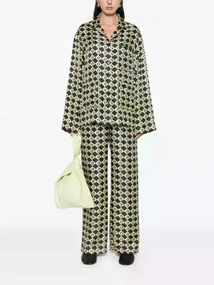 Nanushka Geometric Print Silk Satin Trousers - Black