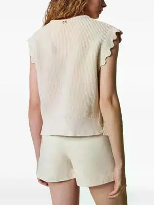 TWINSET Embroidered Lace-detail Knit Top