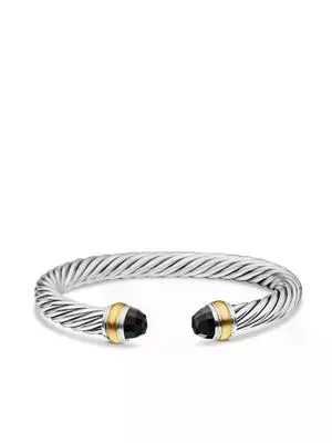 David Yurman 14kt Yellow Gold And Sterling Black Onyx Cable Bracelet