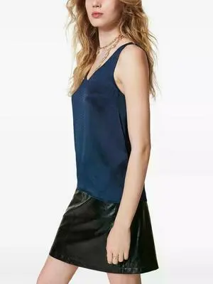 TWINSET Seersucker Satin Tank Top - Blue