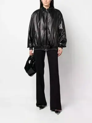 MANOKHI Leather Biker Bomber Jacket