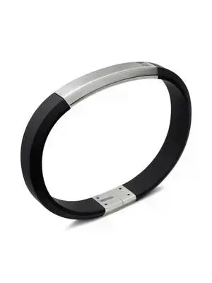 David Yurman Sterling And Rubber Id Bracelet