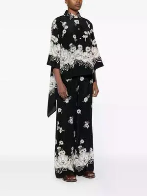 P.a.r.o.s.h Floral Print Button-up Shirt With Handkerchief Hem