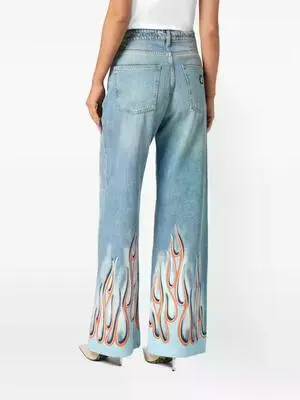 Philipp Plein Flame Print Skater Jeans - Blue