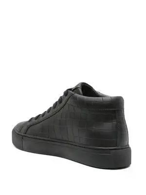 HIDE&JACK Essence Croc Effect Leather Sneakers - Black