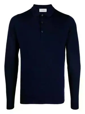 John Smedley Merino Wool Polo Shirt - Blue