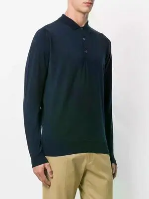 John Smedley Merino Wool Polo Shirt - Blue