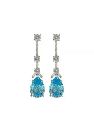 JUWELINA PARIS Aquamarine Drop Earrings - Silver