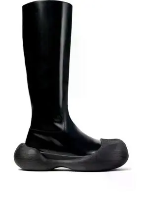 Camper Caramba Round-toe Leather Boots With Rubber Toecap And Side Zip - Black