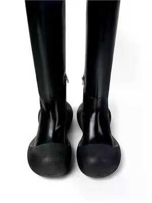 Camper Caramba Round-toe Leather Boots With Rubber Toecap And Side Zip - Black