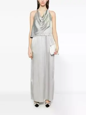Giorgio Armani Silk Maxi Dress With Side Slits - Grey