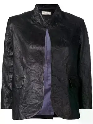 Zadig&Voltaire Lambskin Creased Effect Leather Jacket - Black