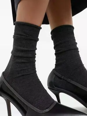 Brunello Cucinelli Virgin Wool Blend Calf Socks - Black