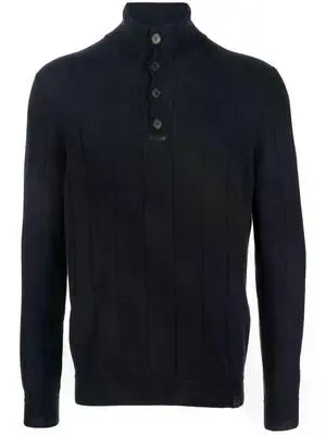 Brioni Cashmere Roll Neck Button-front Jumper - Blue