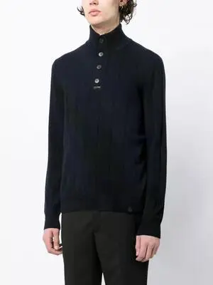 Brioni Roll Neck Button-front Cashmere Jumper