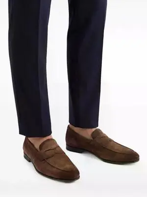 Santoni Penny-slot Suede Loafers - Brown