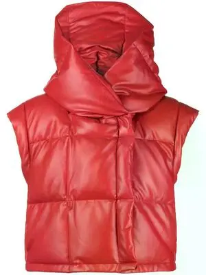 Goen.j Vegan-leather Quilted-down Gilet - Red