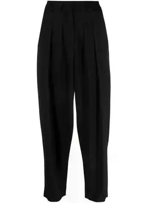 FRAME Pleated High-waisted Cropped Trousers