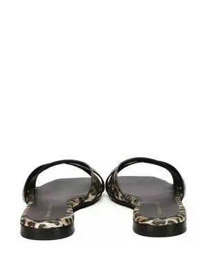 GIULIANO GALIANO Leopard Print Leather Slides - Neutrals