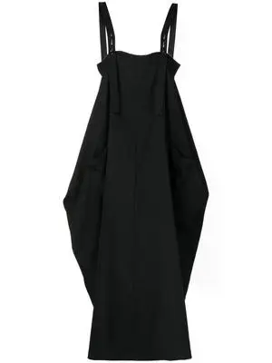 Y’s Square-neck Wool Dress - Black