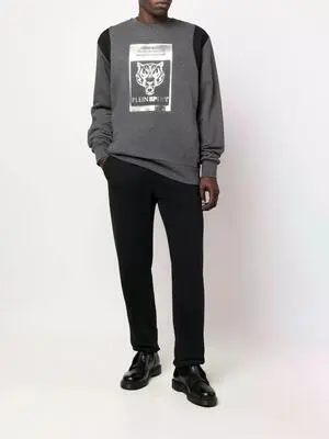 PLEIN SPORT Tiger-head Logo-print Sweatshirt - Grey