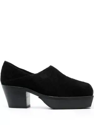 Eckhaus Latta 65mm Cowboy Leather Clogs - Black