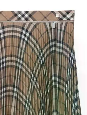 Burberry Pleated Check Maxi Skirt