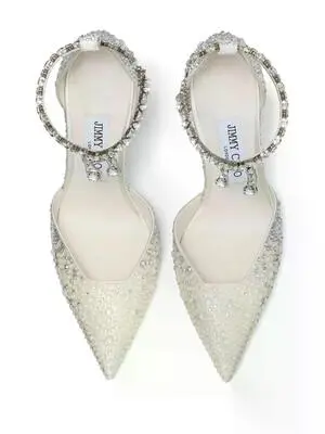 JIMMY CHOO Stevie 100 Crystal Embellished Pumps - Neutrals