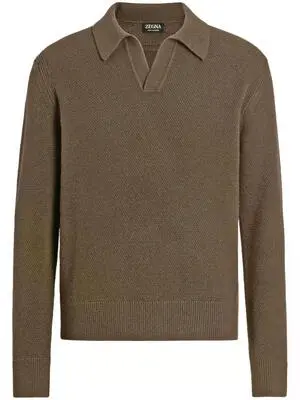 Zegna Oasi Cashmere Polo Shirt - Brown