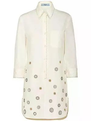 Prada Appliqué Detail Cotton Shirt Dress