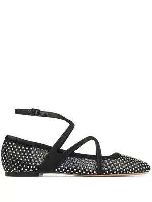 JIMMY CHOO Astoria Ballet Flats With Crystal Embellishments - Black