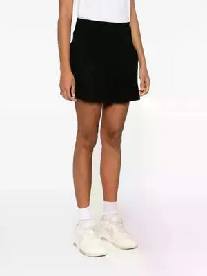 Palm Angels Monogram-embroidered Pleated Mini Skirt - Black