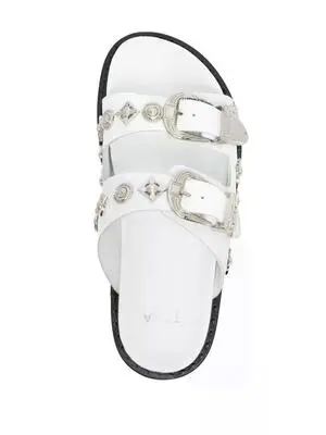 Toga Double Buckle Embellished Slip-on Sandals