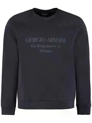 Giorgio Armani Logo-print Cotton-blend Sweatshirt - Blue