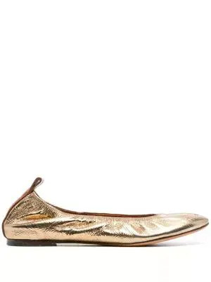 LANVIN Metallic Leather Ballerina Flats - Silver