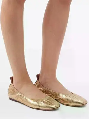 LANVIN Metallic Leather Ballerina Flats - Silver