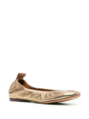LANVIN Metallic Leather Ballerina Flats - Silver