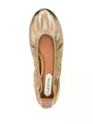 LANVIN Metallic Leather Ballerina Flats - Silver